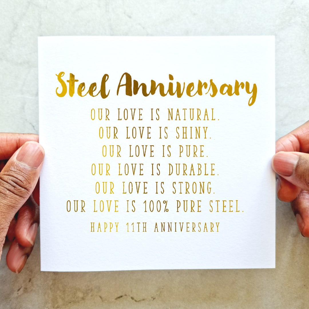 11th Wedding Anniversary Card - Steel Anniversary Wedding Card ...