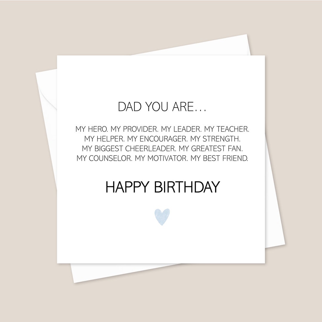 Poem Dad Birthday Card Birthday Card for Dad Special Birthday Card ...