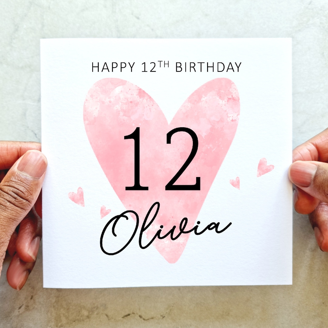 Personalised 12th Birthday Card - Custom 12th Birthday - Birthday Card ...