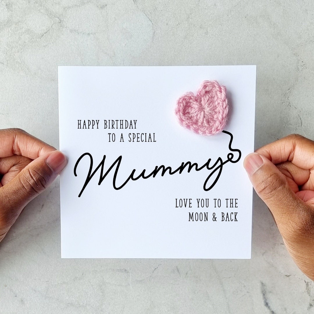 Heart Crochet Mummy Birthday Card - Handmade Crochet Heart - Card for ...