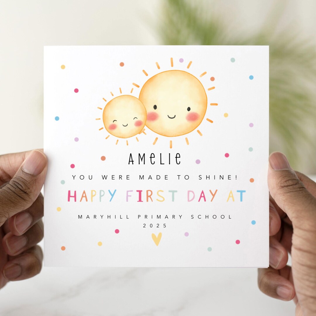 Personalised 1st Day at School Card, You Were Made to Shine, Good Luck ...