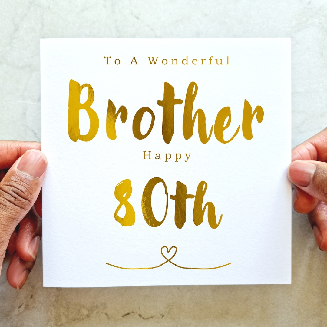 Brother 80th Birthday Card - 80th Birthday Card for Brother - Birthday ...