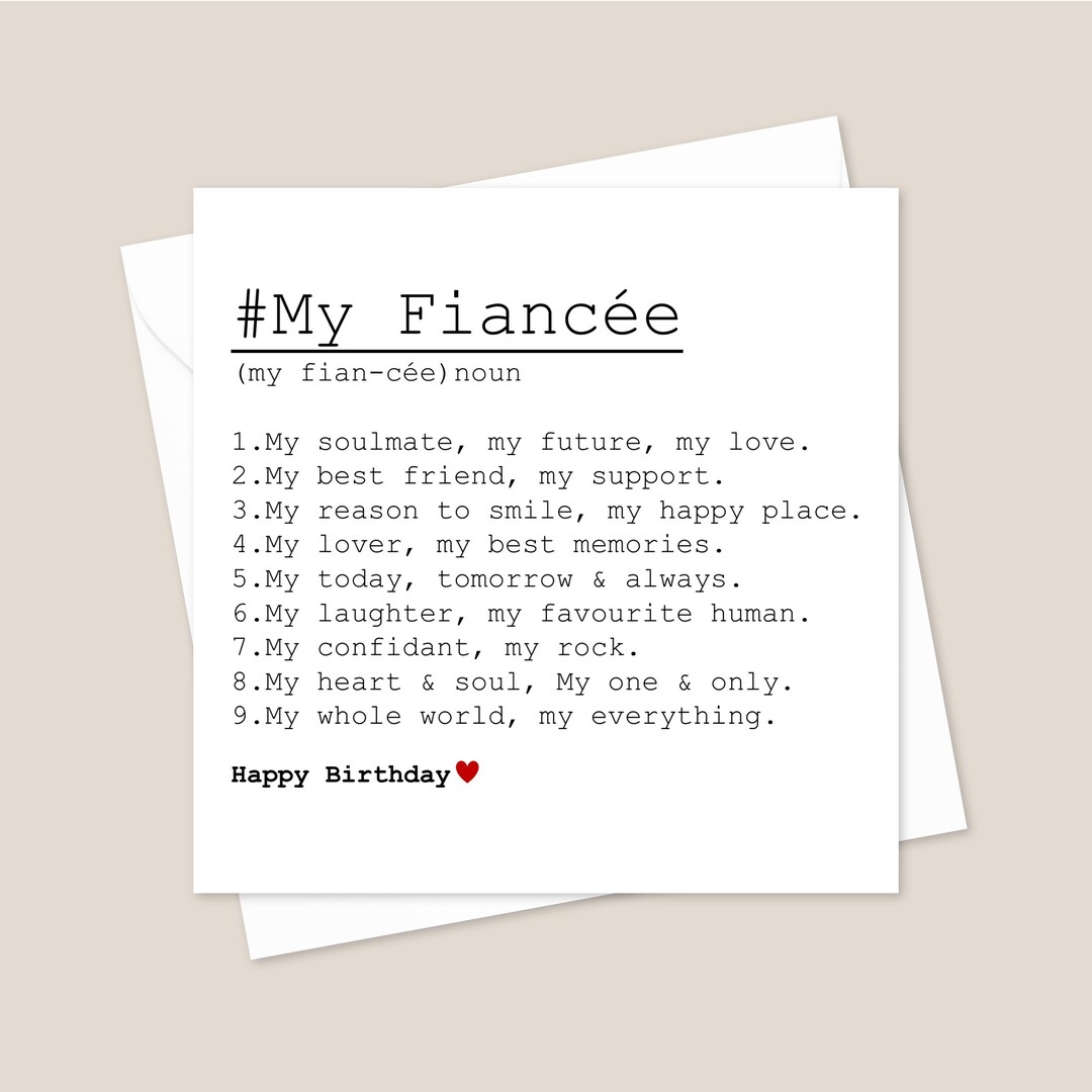 Fiancee Definition Birthday Card Romantic Card for Fiancée - Etsy
