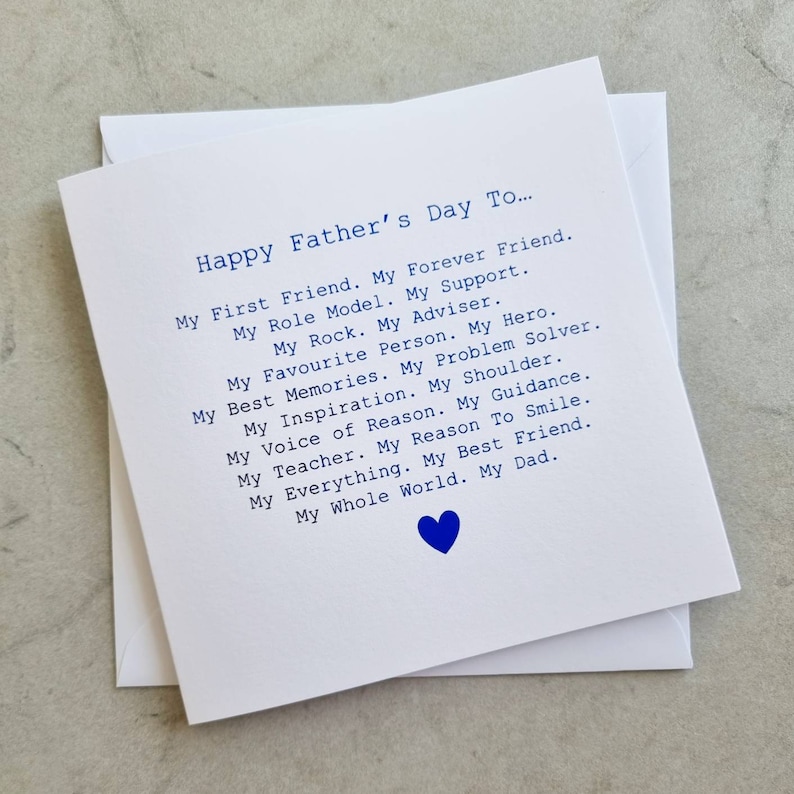 Poem Dad Fathers Day Card Fathers Day Card Fathers Day - Etsy