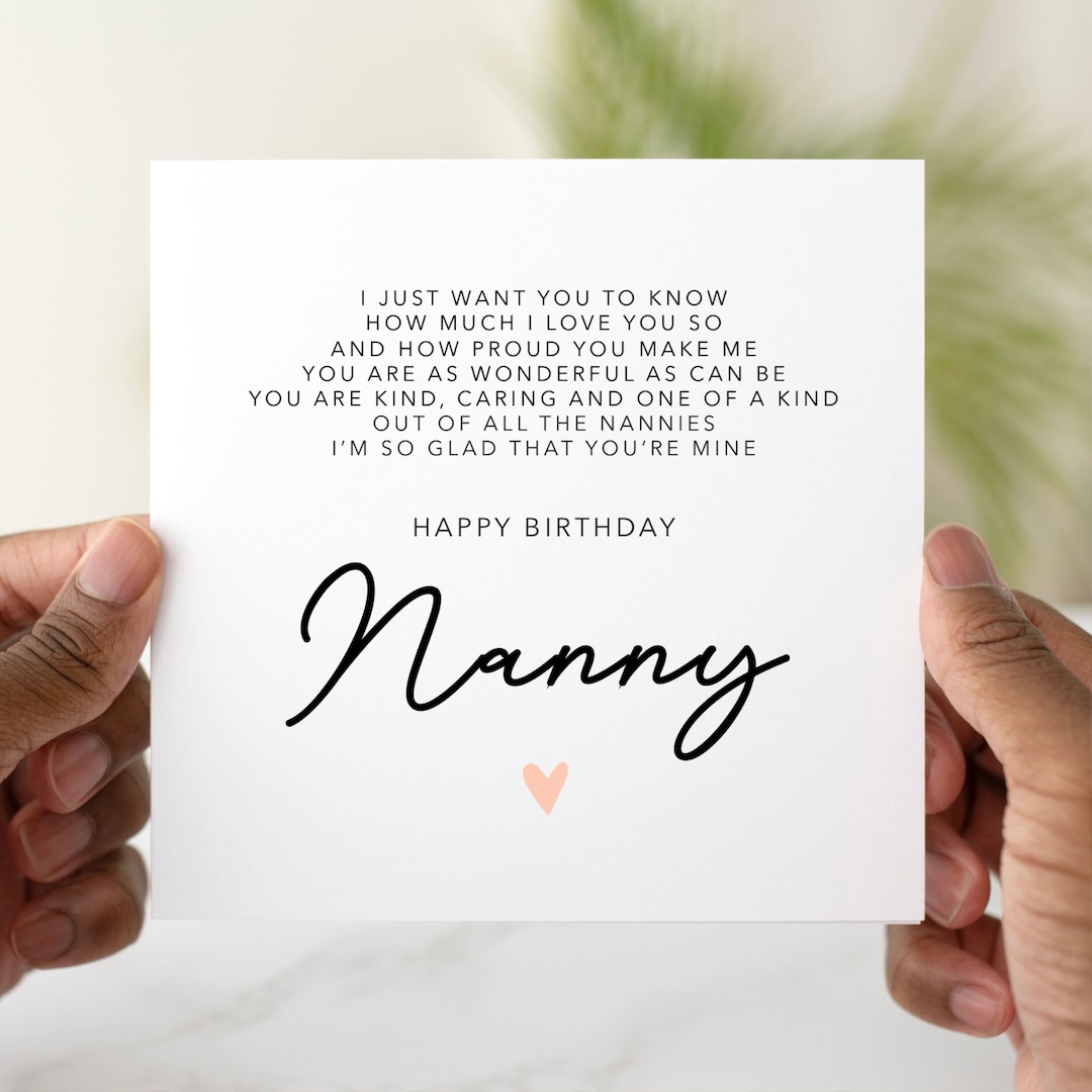 Nanny Birthday Card - Poem Birthday Card for Nanny - Meaningful Verse ...