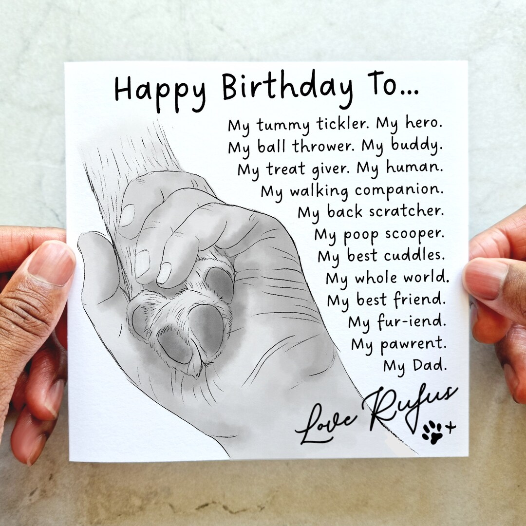 Personalised My Dog Dad Birthday Poem Card - Dad Birthday Card From the ...