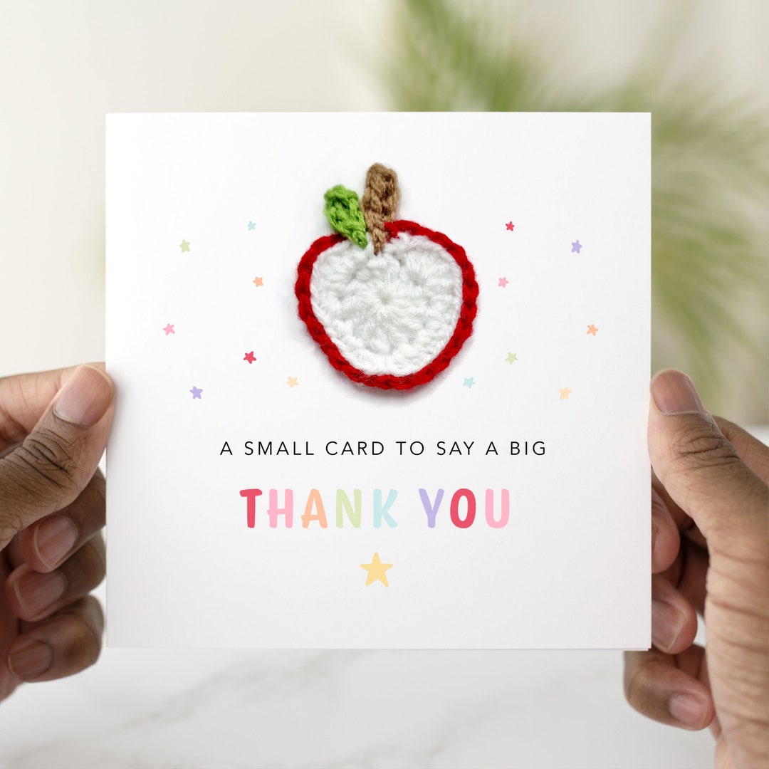 Crochet Apple Teacher Thank You Card - Thank You Card - End of School ...