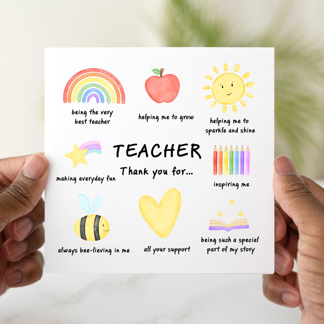 Teacher Thank You Card - Thank You Card - End of School - Teaching ...