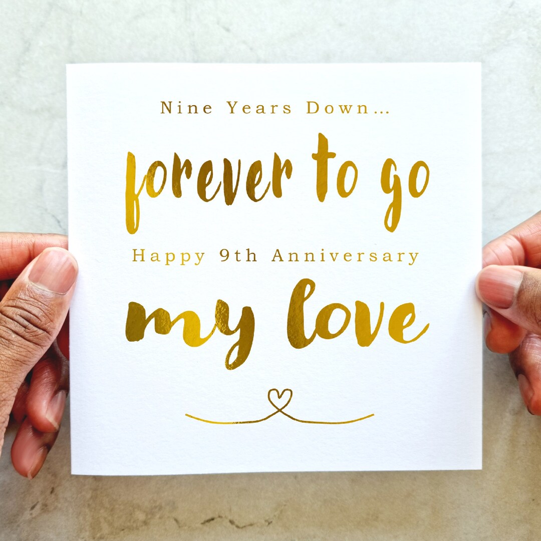 Happy 9th Anniversary Card - Nine Years Down Anniversary Card - 9th ...