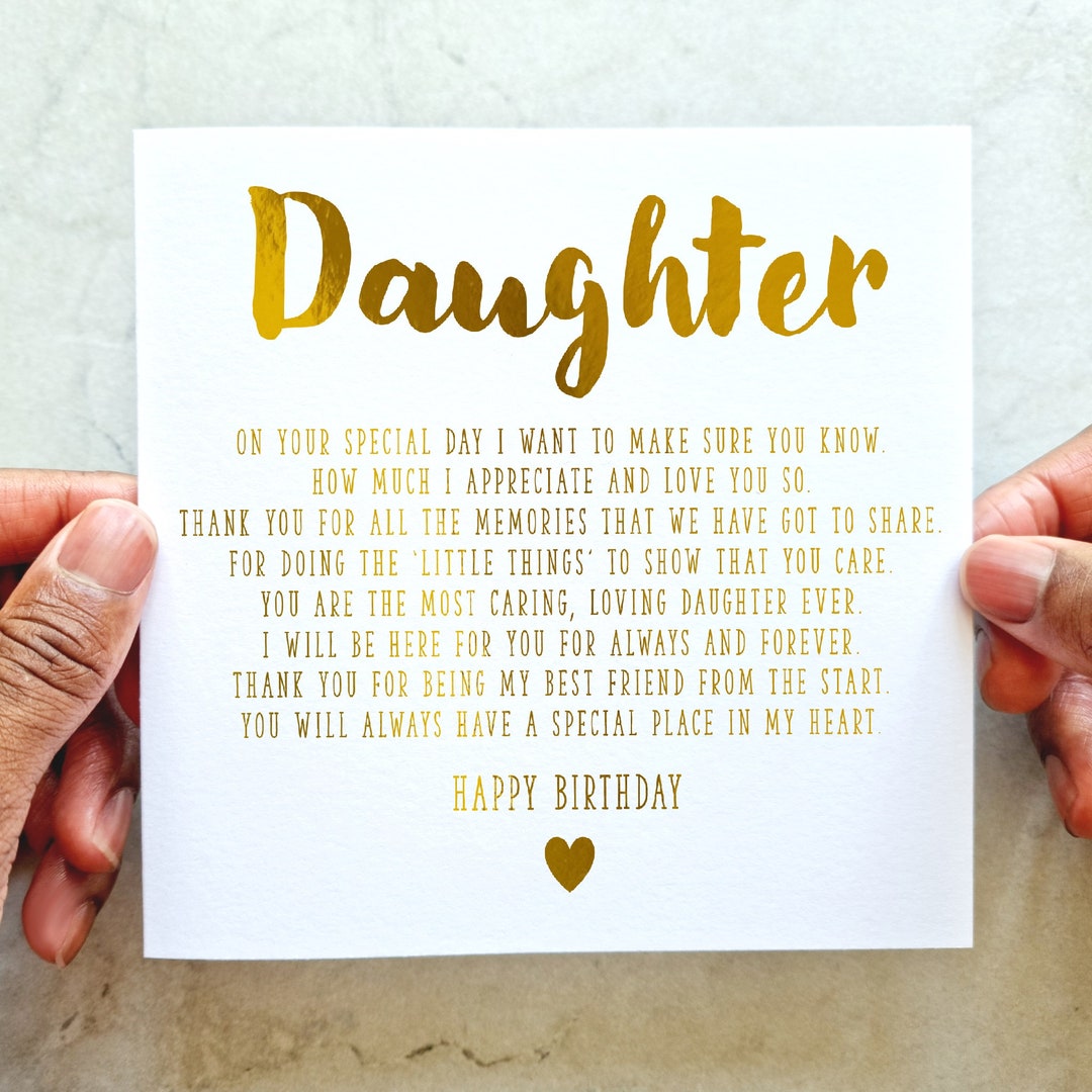 Verse Daughter Birthday Card - Poem Card for Daughter - Birthday Card ...