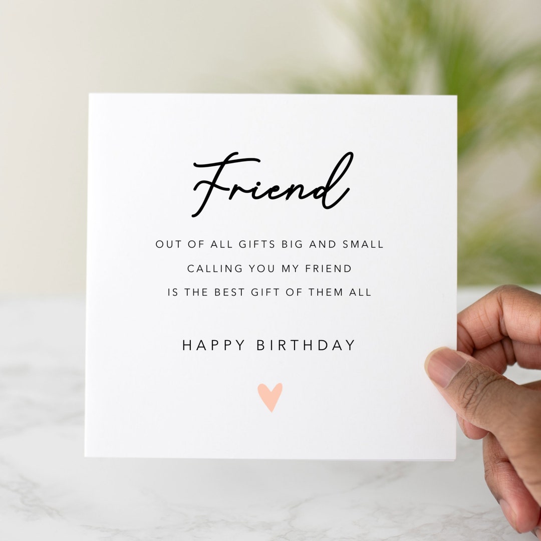 Poem Friend Birthday Card - Birthday Card for Friend - Special Friend ...