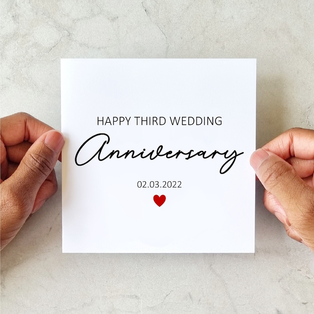 Custom Third Anniversary Card - Personalised 3rd Anniversary Card - 3rd ...