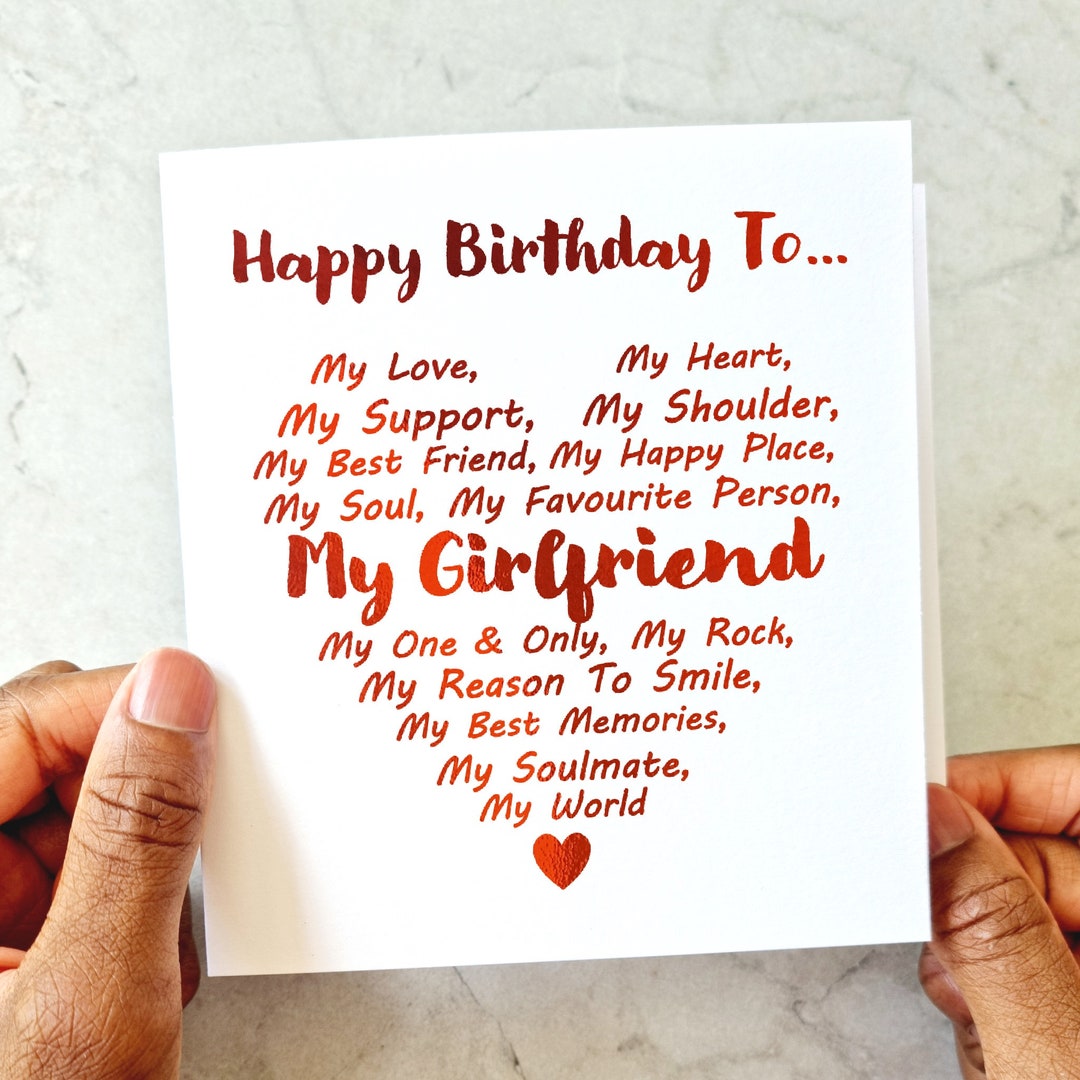Poem Girlfriend Birthday Card - Romantic Birthday Card for Girlfriend ...