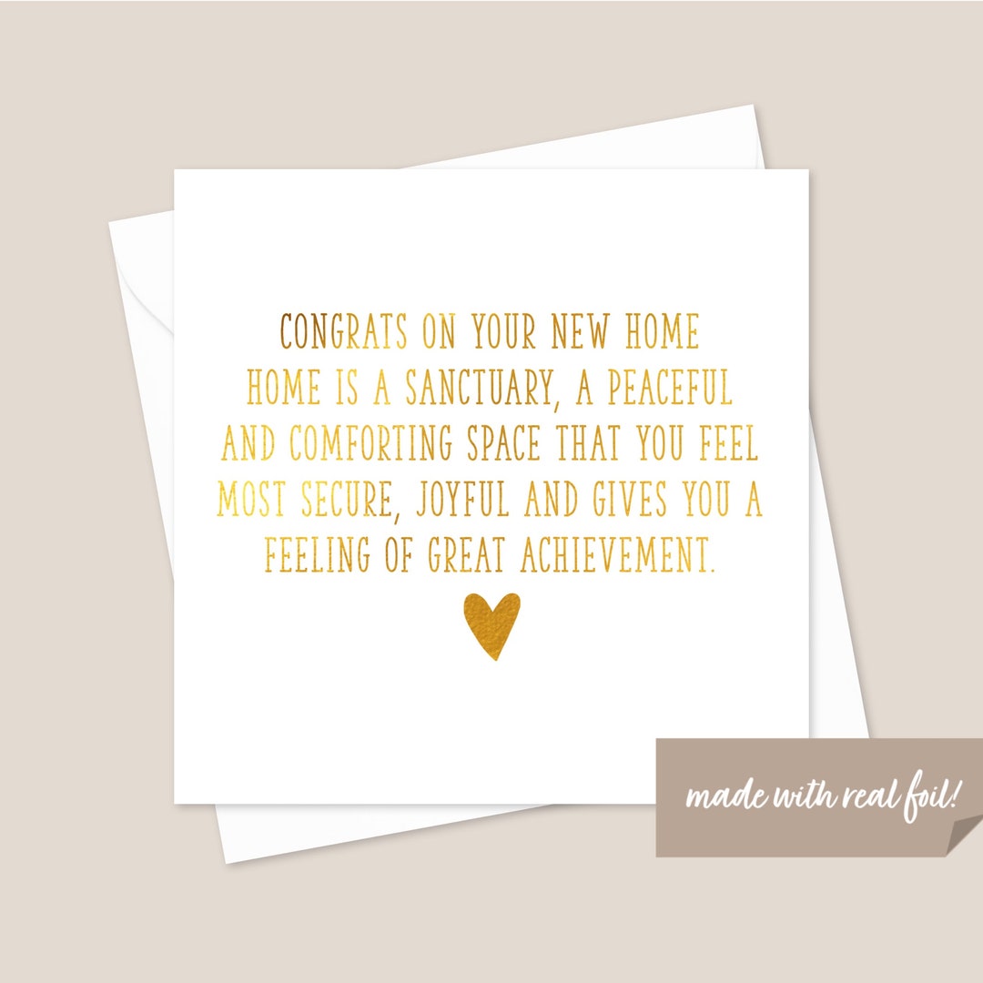 New Home Poem Gold Foil Card Congratulations Card Moving Card New House ...