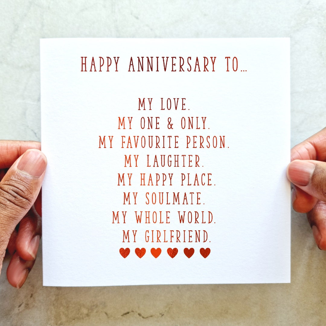 Poem Girlfriend Anniversary Card - Romantic Anniversary Card for ...