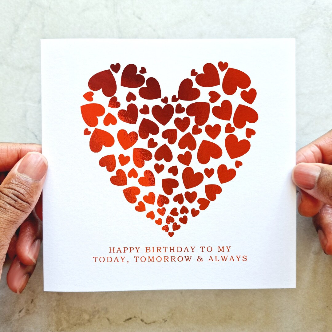 Heart Romantic Birthday Card - Poem Birthday Card for Partner ...