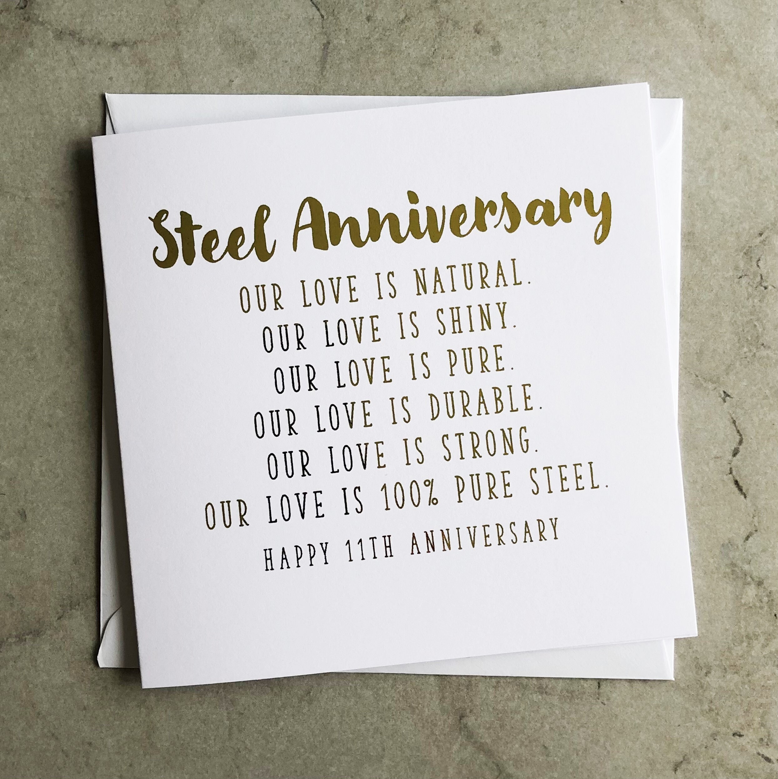 11th Year Wedding Anniversary Card Steel Anniversary Wedding Card 