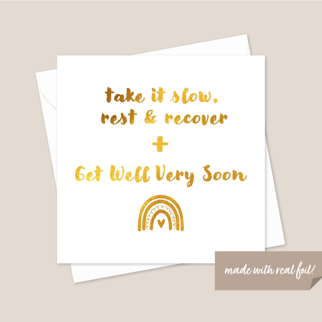 Get Well Soon Gold Foil Card Rest & Recover Card thinking of You Cancer ...