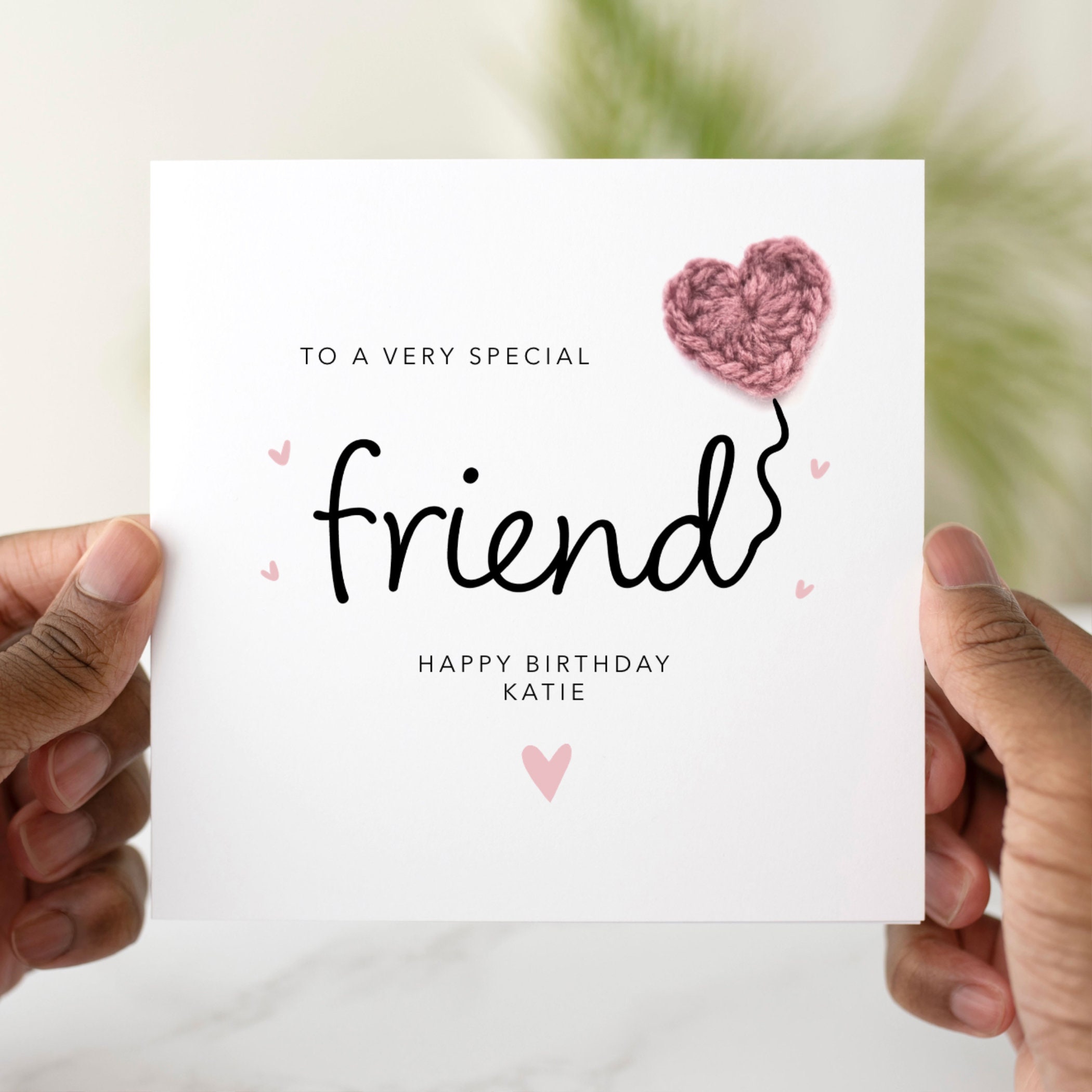 Personalised Friend Birthday Card - Handmade Crochet Heart - Birthday ...