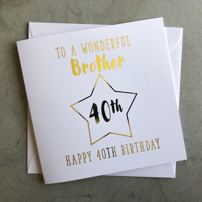 Brother 40th Birthday Card - Brother Card for 40th Birthday - 40th ...