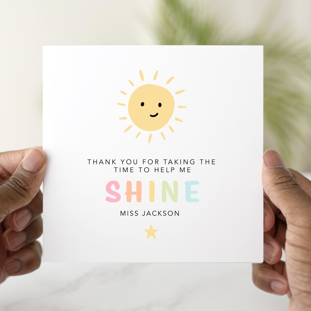 Personalised Teacher Thank You Card - Sunshine - End of School 2024 ...