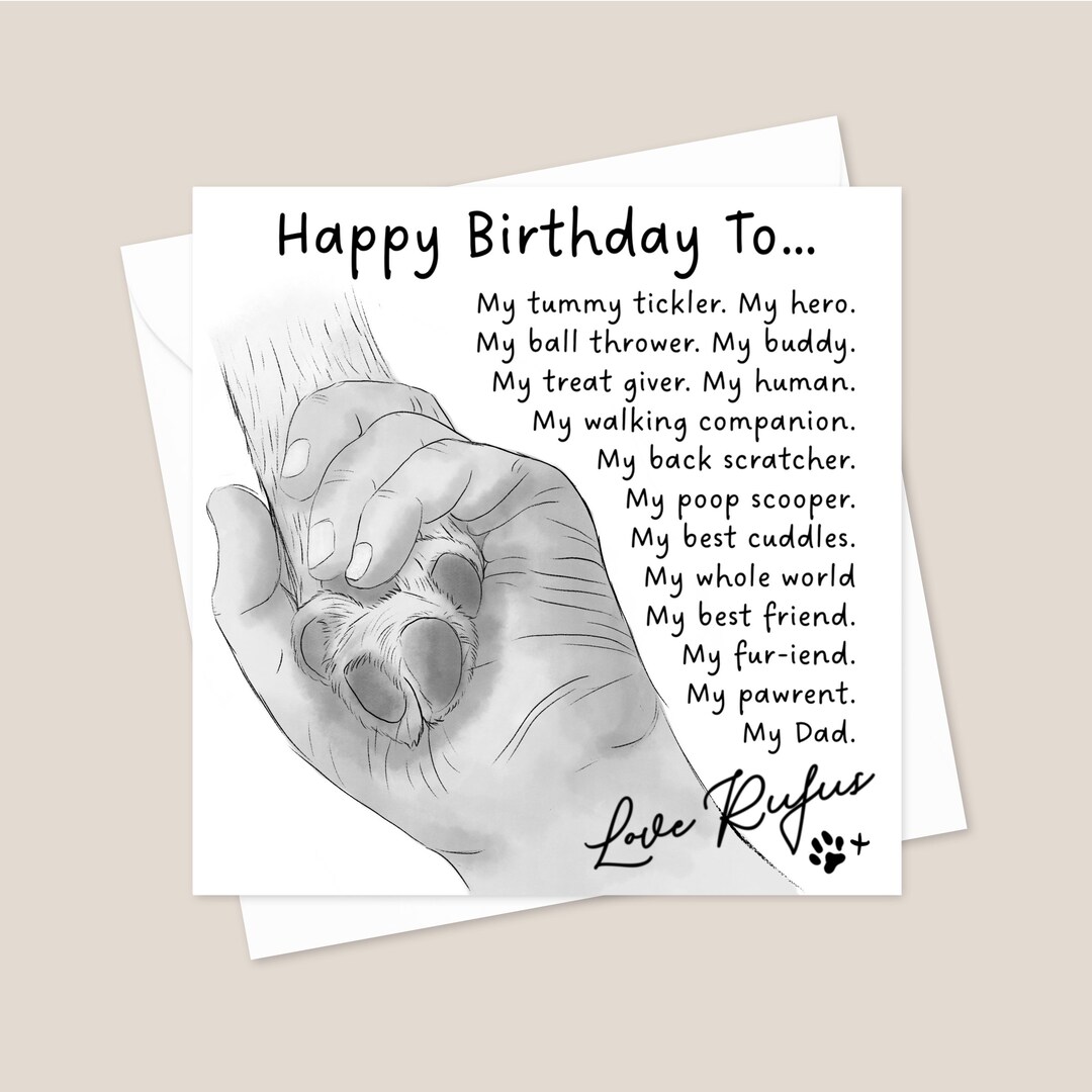 Personalised My Dog Dad Birthday Poem Card Dad Birthday Card - Etsy