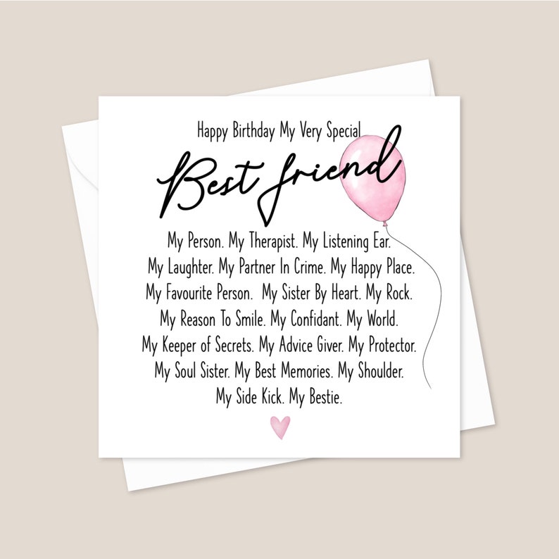 Bestie Birthday Card Birthday Card for Best Friend - Etsy