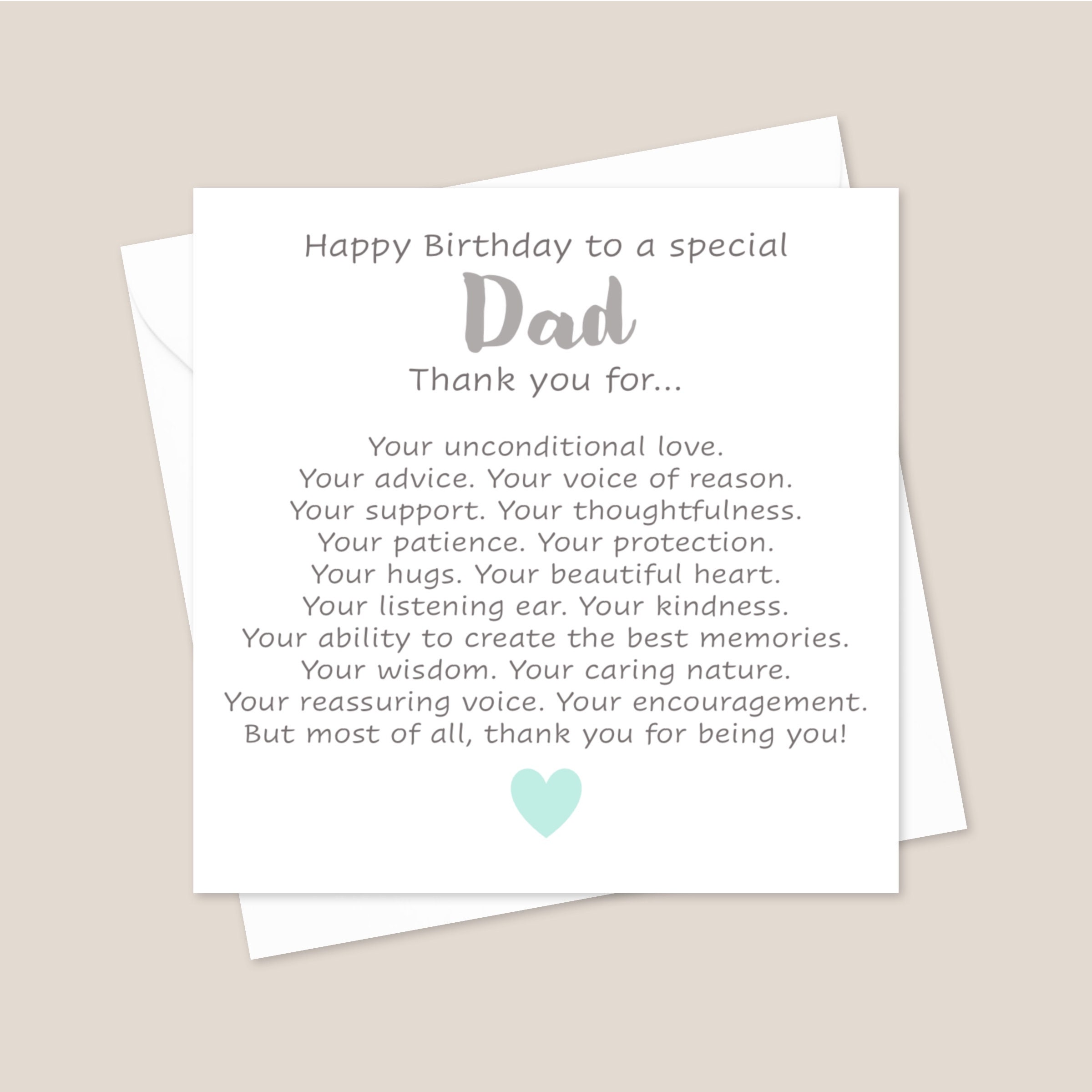 Dad Poem Printed Birthday Card Birthday Card for Dad - Etsy