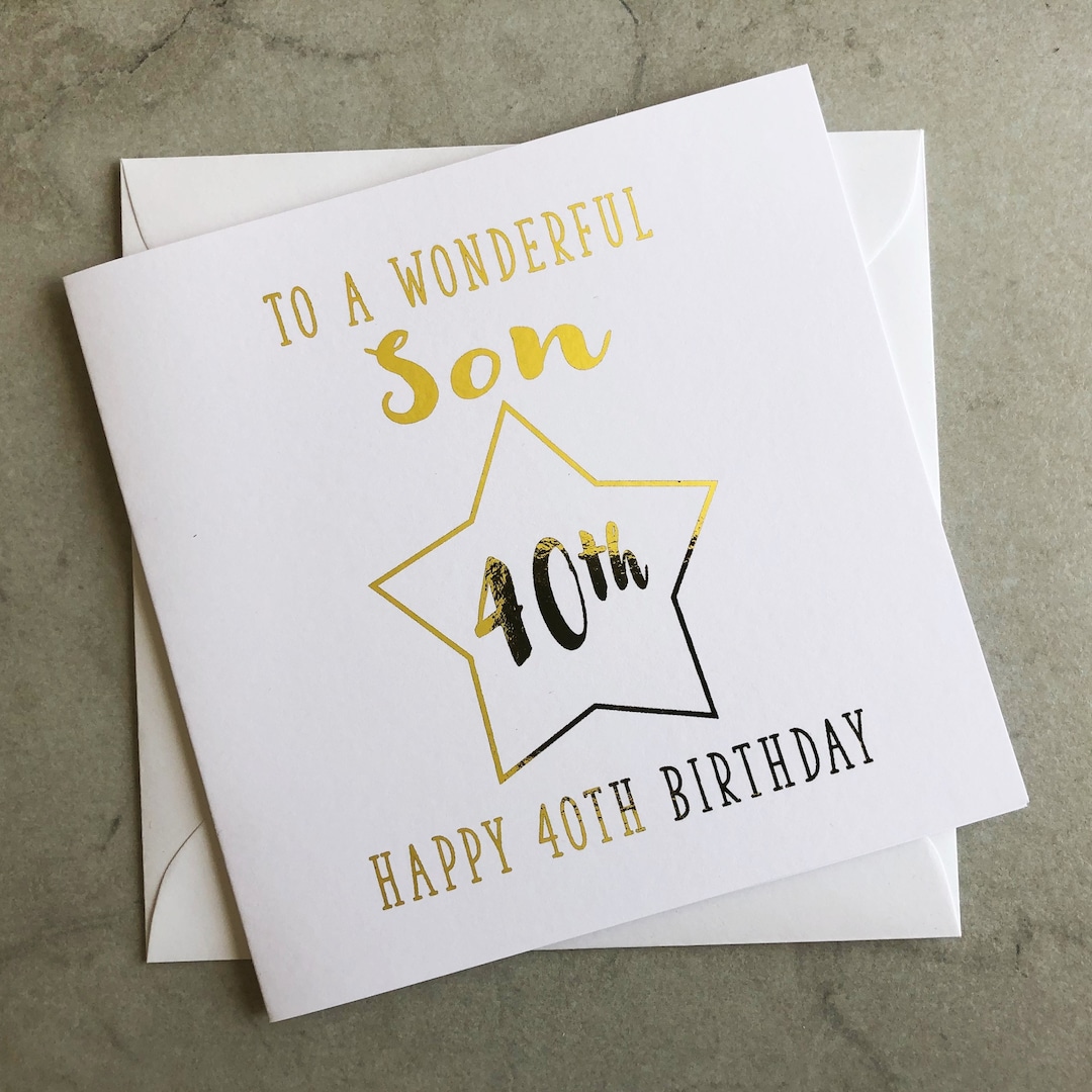Son 40th Birthday Card Son Card for 40th Birthday 40th - Etsy UK