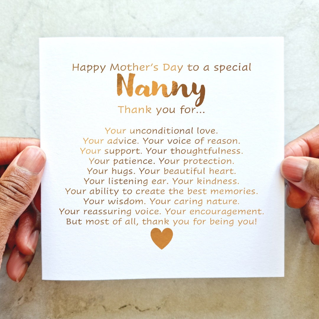 Nanny Grateful Mothers Day Card - Nanny Card - Card for Nanny - Card ...