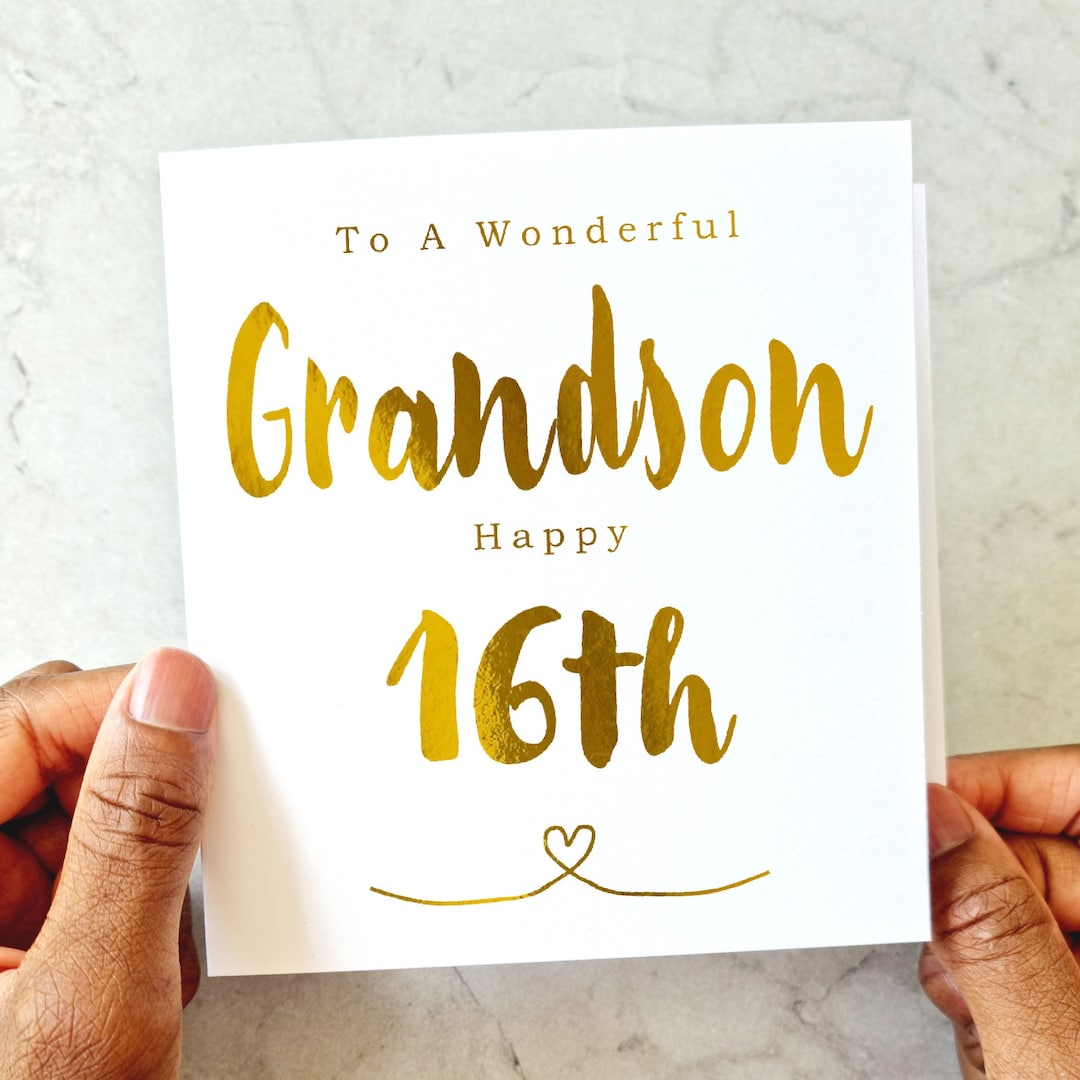 16th Grandson Birthday Card - 16th Birthday Card for Grandson ...