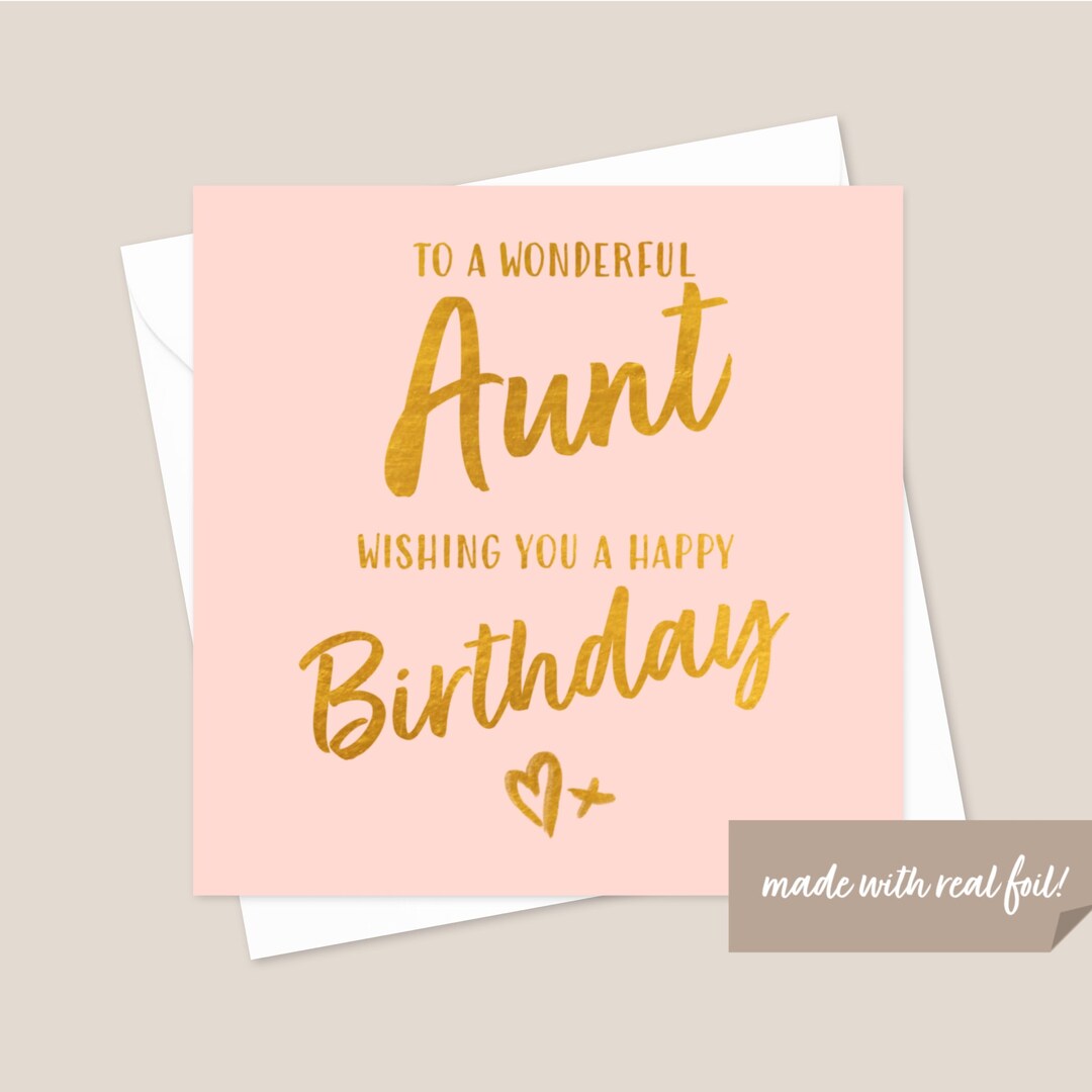 Aunt Birthday Gold Foil Card - Aunt Card - Card for Aunt - Card for Her ...
