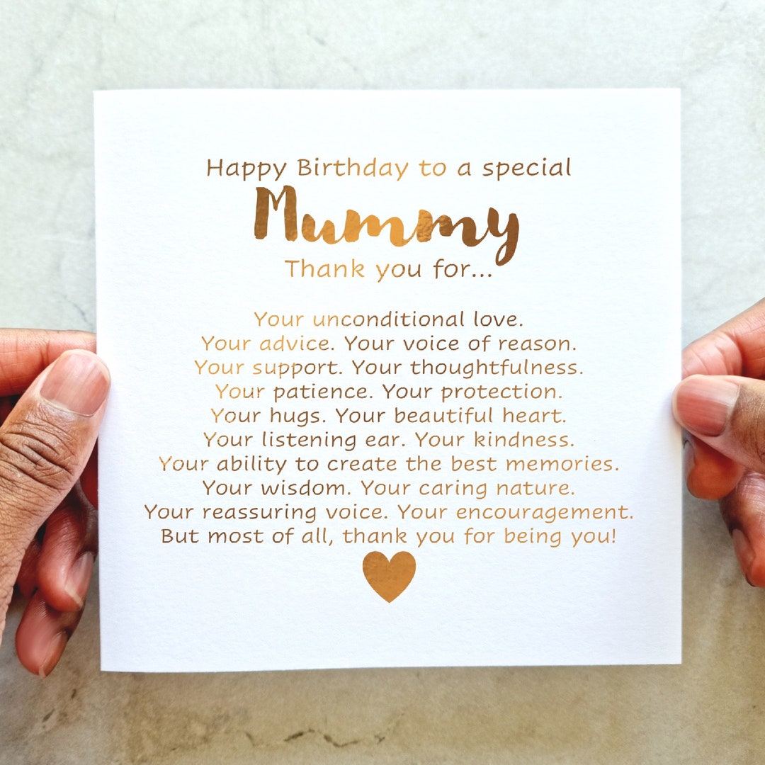 Poem Mummy Birthday Card - Mummy Card - Card for Mummy - Card for Her ...