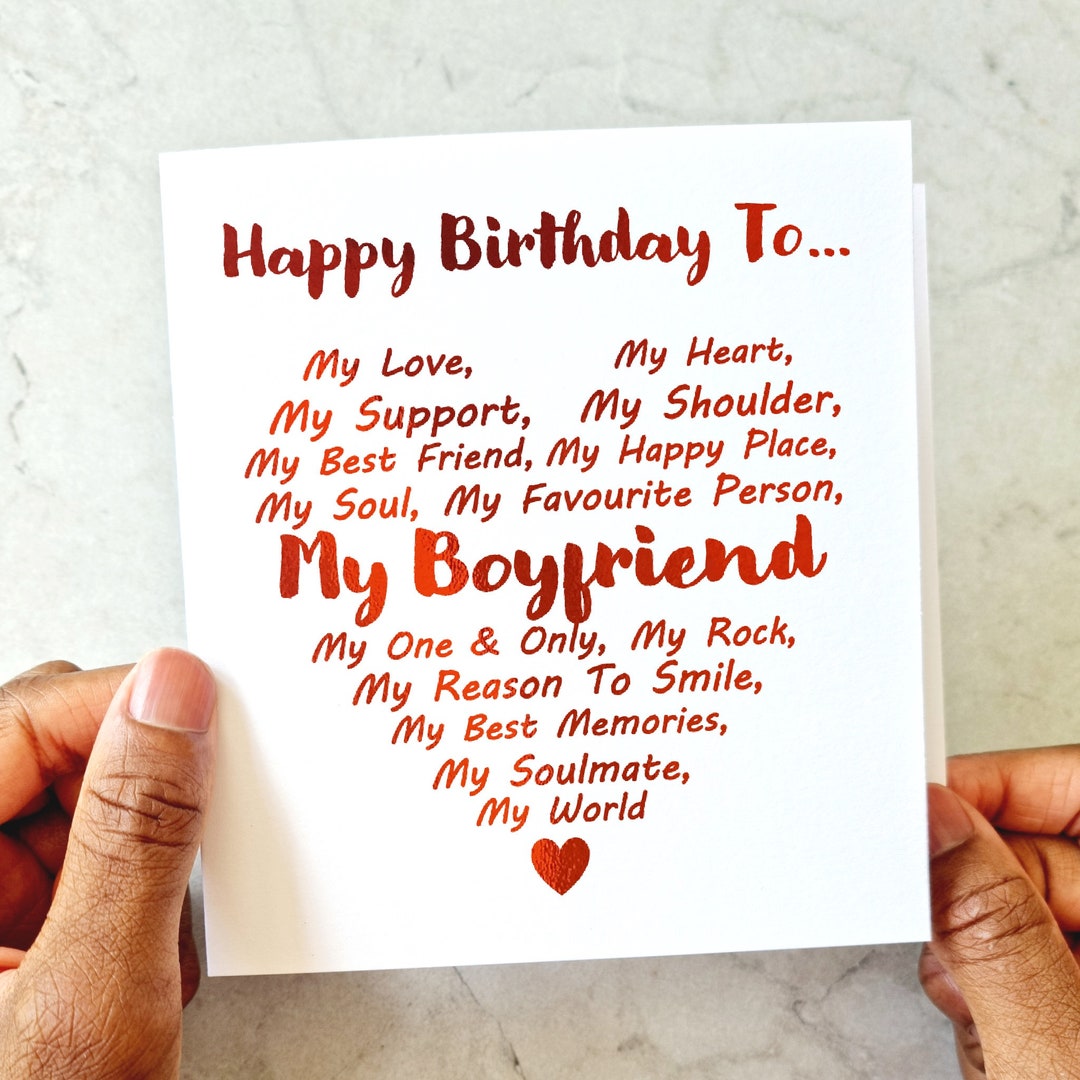 Verse Boyfriend Birthday Card - Romantic Birthday Card - Birthday Card ...