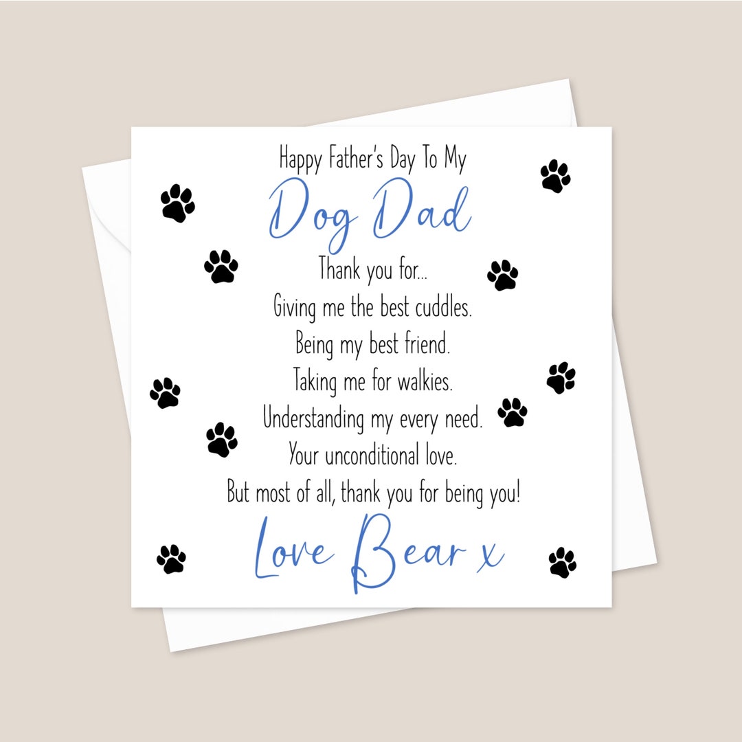 Dog Dad Fathers Day Poem Card Fathers Day Card From the Dog - Etsy UK