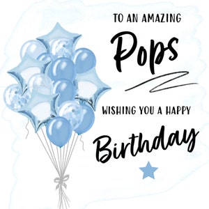 Pops Birthday Card - Birthday Card for Pops - Birthday Card Pops ...