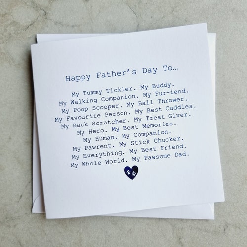 My Dog Dad Fathers Day Poem Card Fathers Day Card From the - Etsy