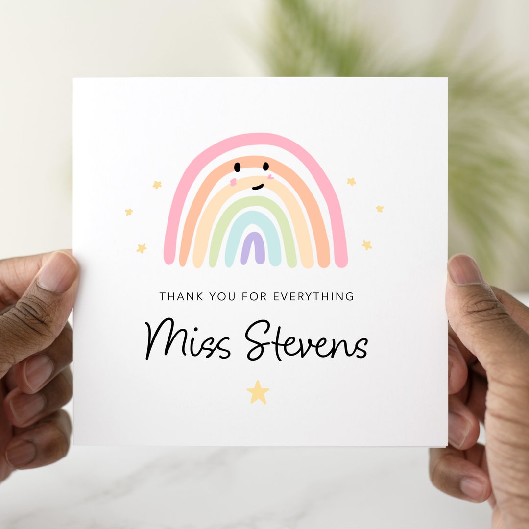 Personalised Teacher Thank You Card - Rainbow - Teacher Appreciation ...