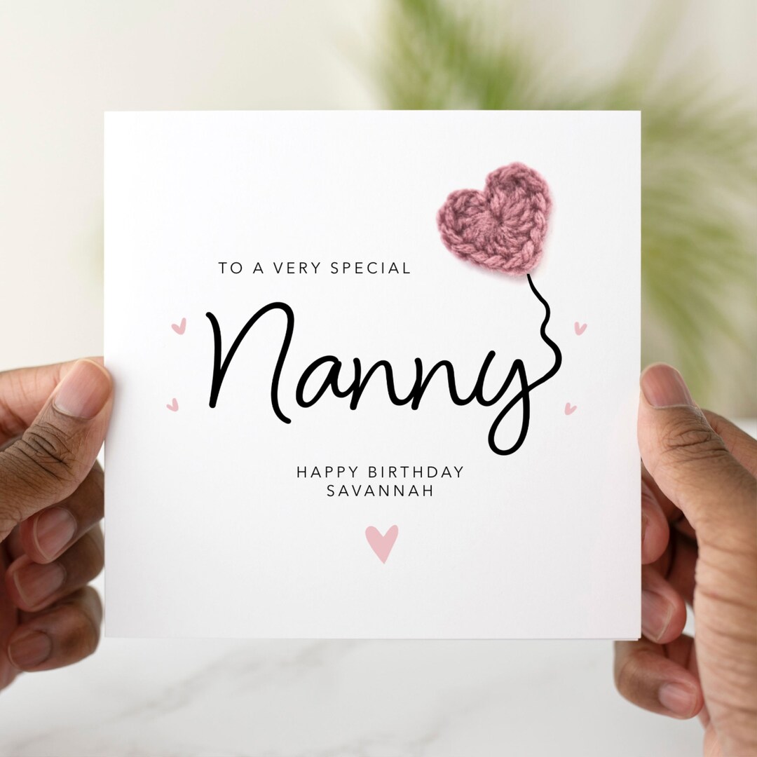 Heart Nanny Birthday Card - Handmade Crochet Heart - Birthday Card for ...