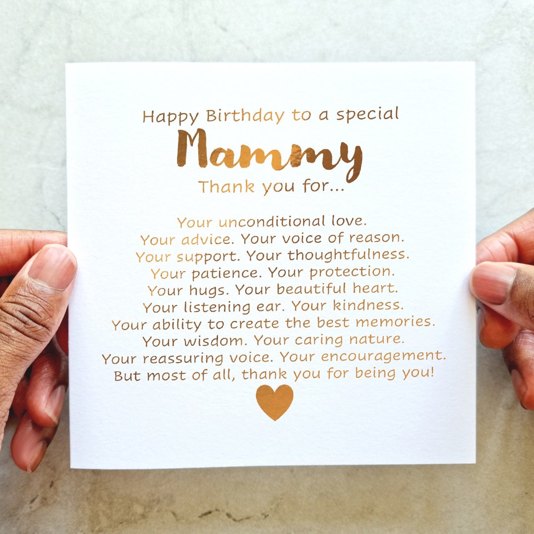 Verse Mammy Birthday Card - Mammy Card - Card for Mammy - Card for Her ...