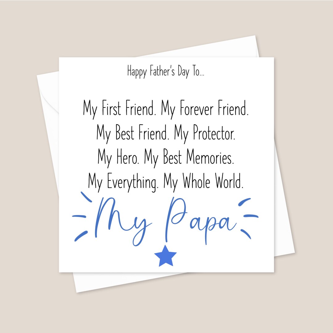 Papa Father's Day Card Papa Fathers Day Card Fathers Day Card for Papa ...