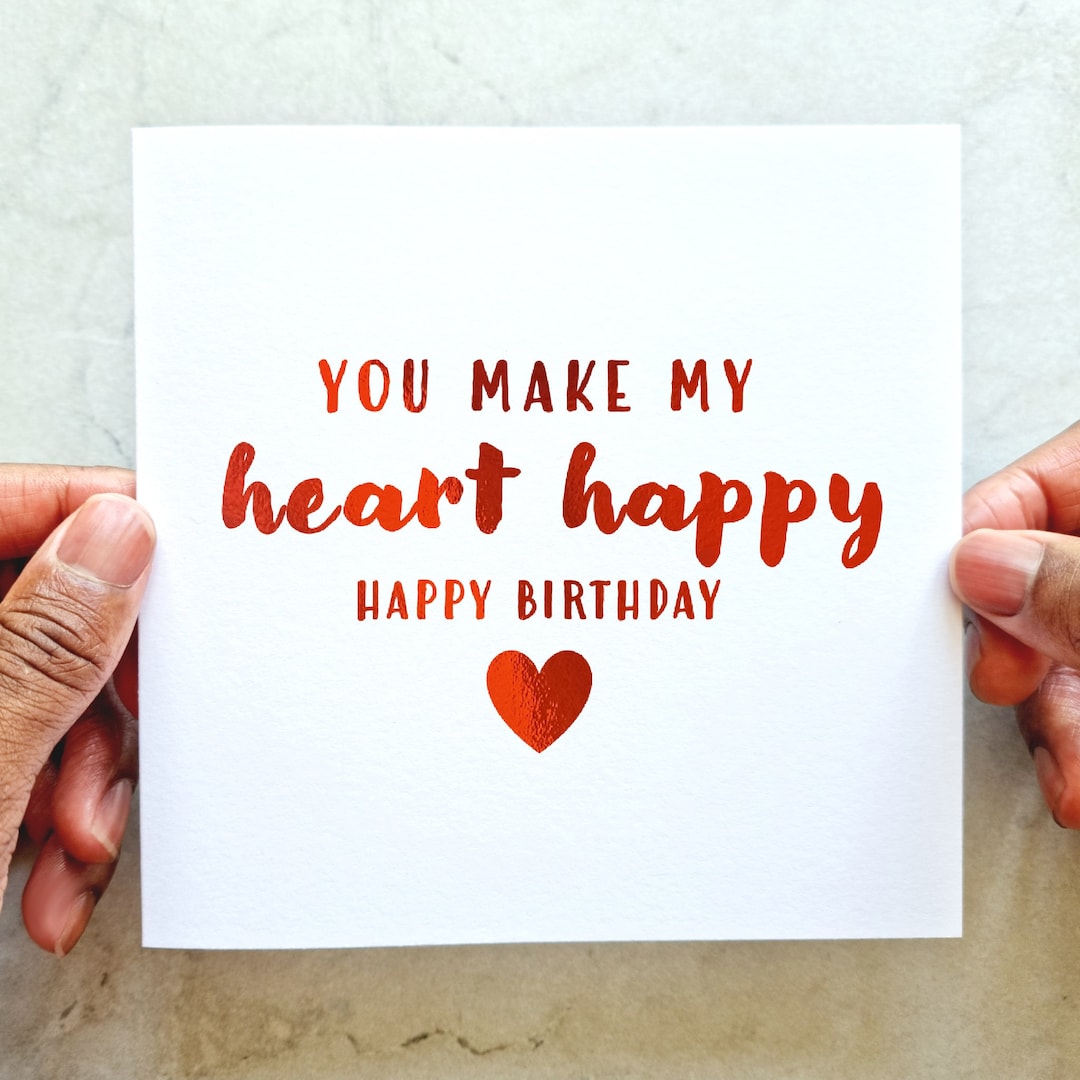 Happy Heart Romantic Birthday Card - Poem Birthday Card for Partner ...