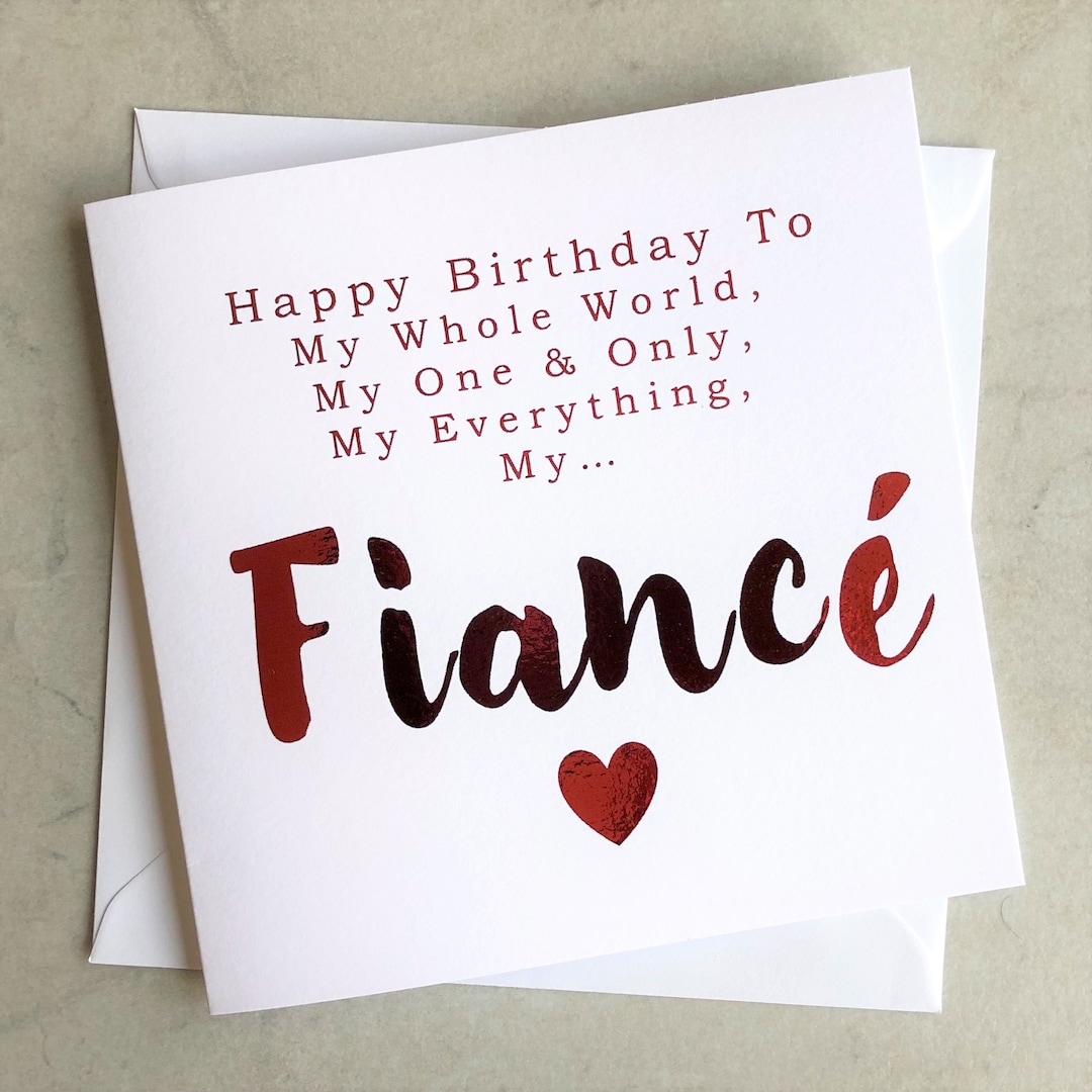 Fiancé Birthday Card - Red Foil Birthday Fiancé Card - Meaningful ...