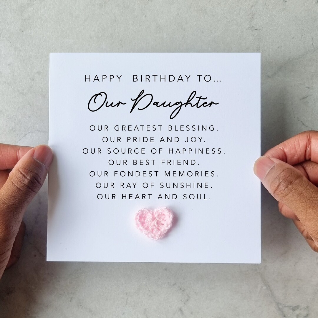 Our Daughter Birthday Card - Handmade Crochet Heart - Card for Daughter ...