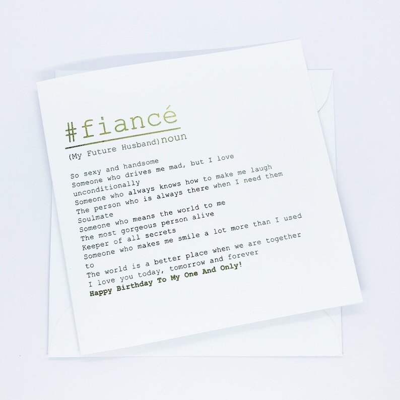 Definition Fiancé Birthday Card Future Husband Card - Etsy UK