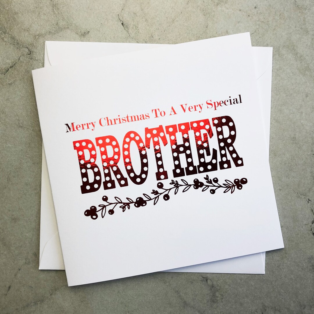 Wreath Brother Christmas Card Christmas Card for Brother - Etsy