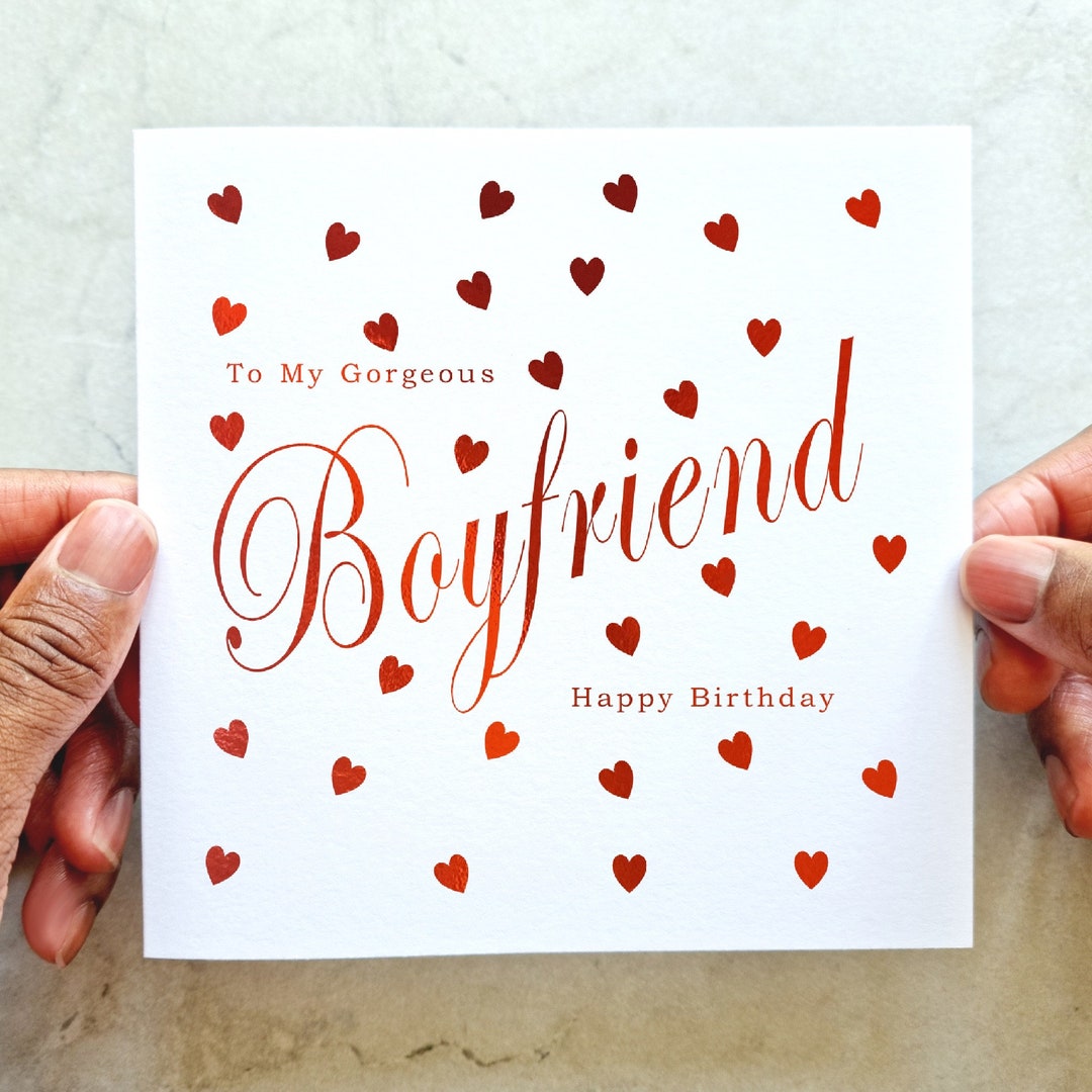 Hearts Boyfriend Birthday Card - Birthday Card for Boyfriend - Birthday ...
