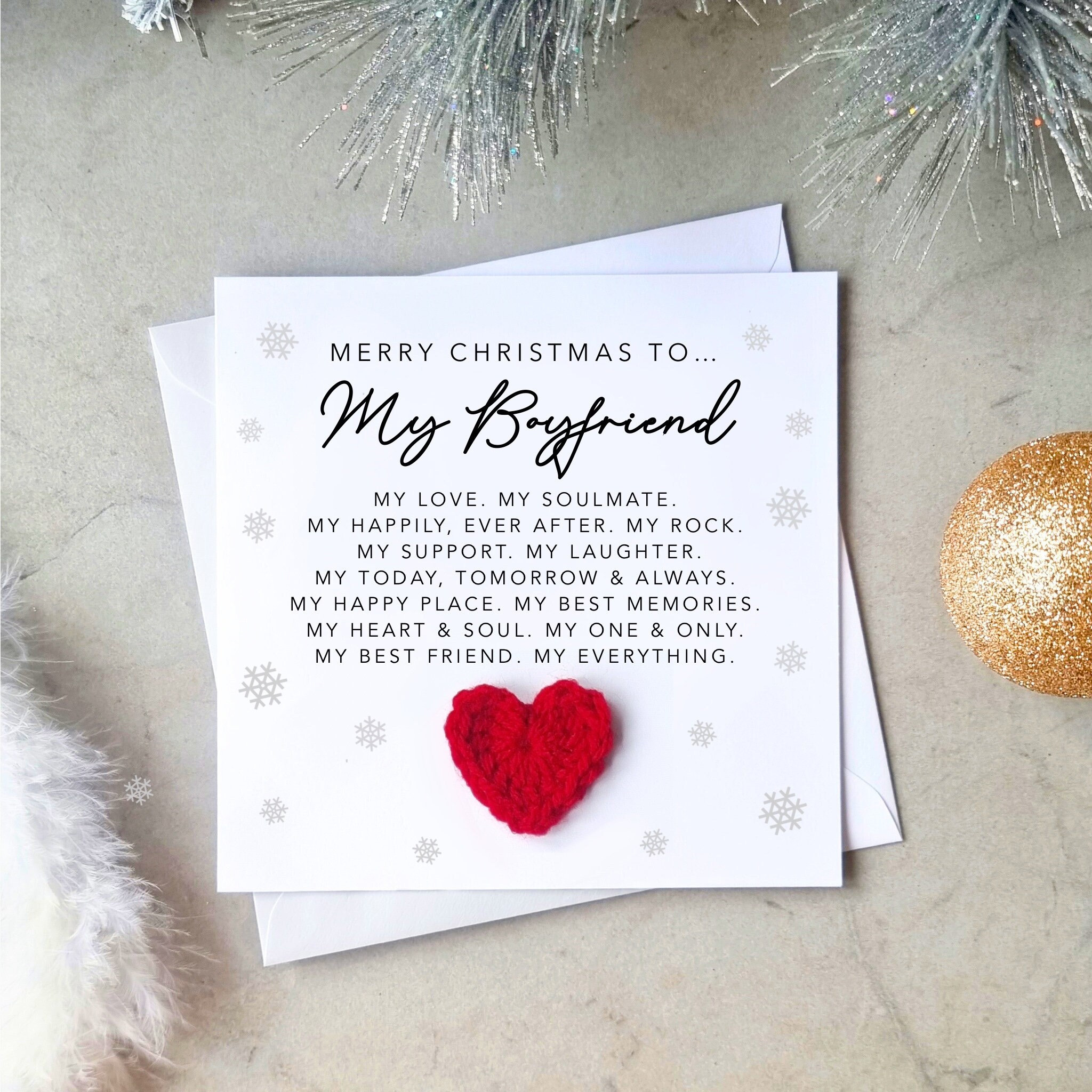 Poem Boyfriend Christmas Card Handmade Crochet Red Heart Christmas Card for Boyfriend Boyfriend Christmas Gift Xmas Keepsake Etsy