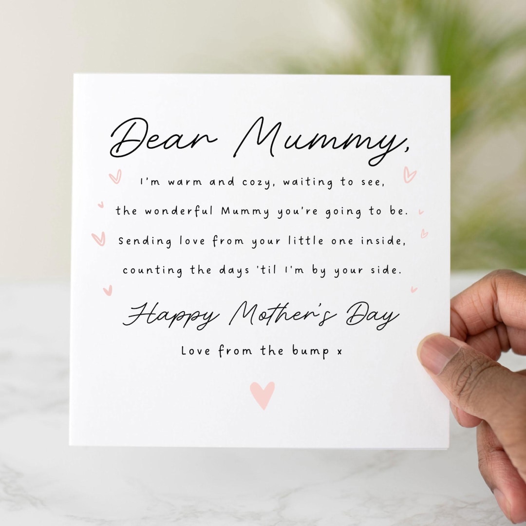 Poem Mother’s Day Card From Bump - 1st Mummy Mothers Day Card - Mummy ...
