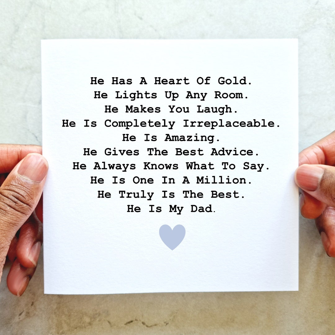 Poem Dad Birthday Card - Card for Him - Birthday Card for Dad - Dad ...